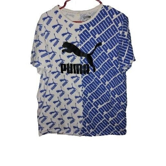 Puma | Shirts | Puma Mens Large Tshirt Blue White Black Vinyl Puma Logo ...